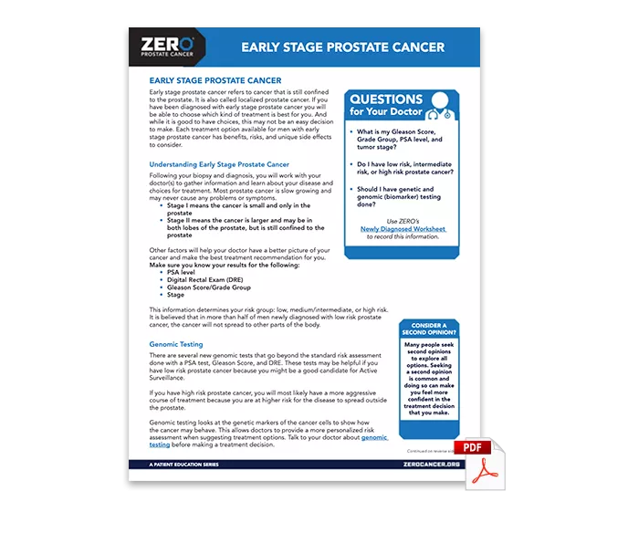 Early Stage Prostate Cancer Fact Sheet Pdf Zero Prostate Cancer