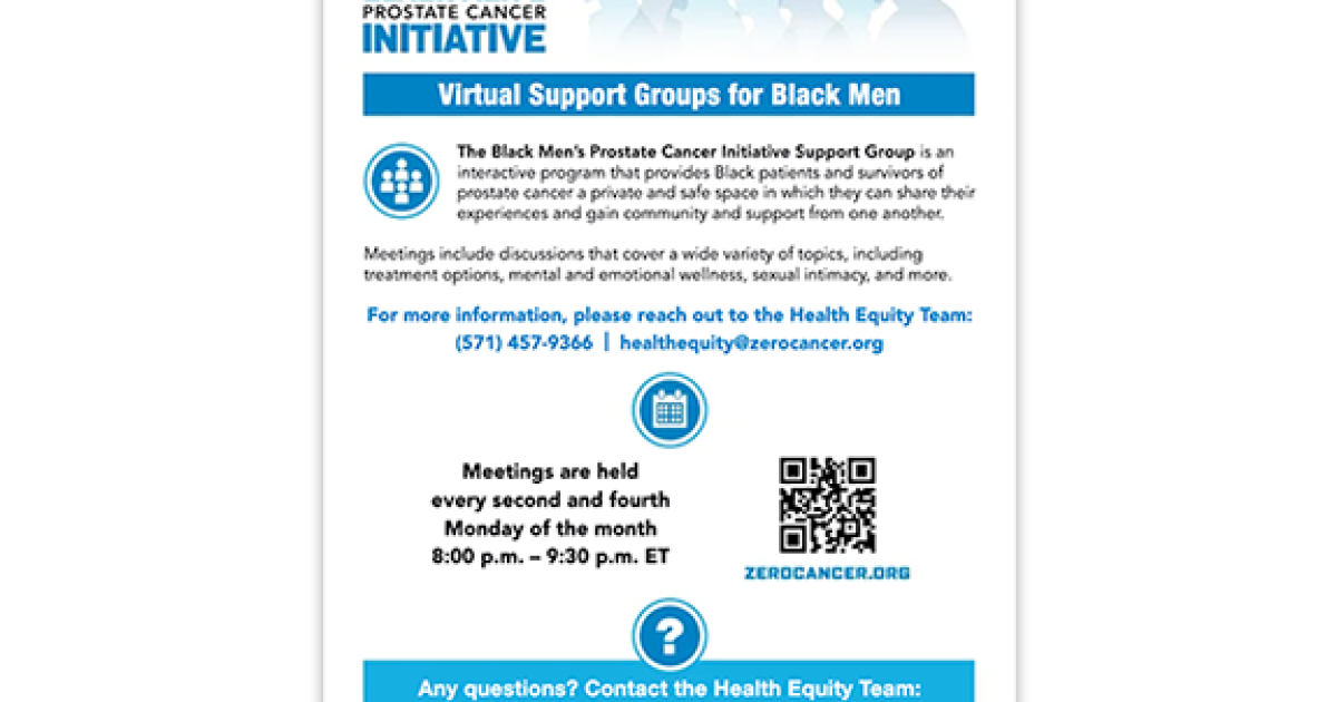 Black Men's Virtual Support Group Flyer | ZERO Prostate Cancer