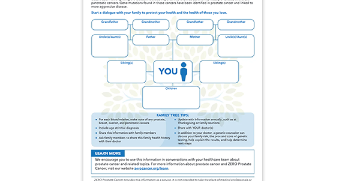 Prostate Cancer Family Tree Worksheet (PDF) | ZERO Prostate Cancer